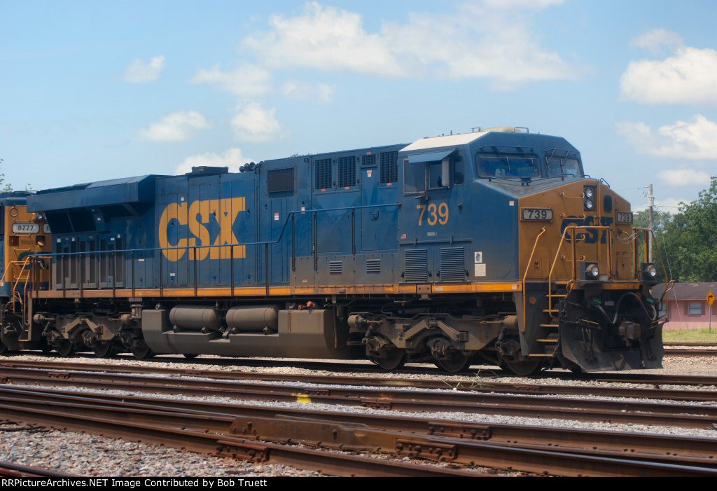 Layover Power CSX 739 & 8777 sitting in the yard on May 25th, 2012